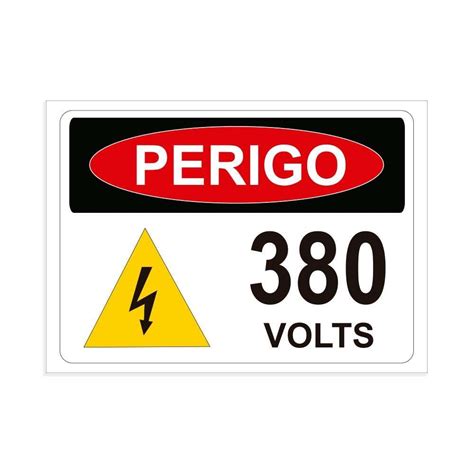 Placa de Sinalização Perigo 380 Volts em Pvc MadeiraMadeira