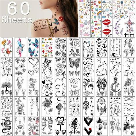 Yazhiji 60 Feuilles de Petits Tatouages Temporaires Imperméables Lune