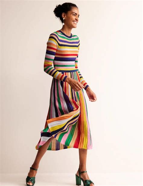 Ribbed Metallic Dress Multi Boden US