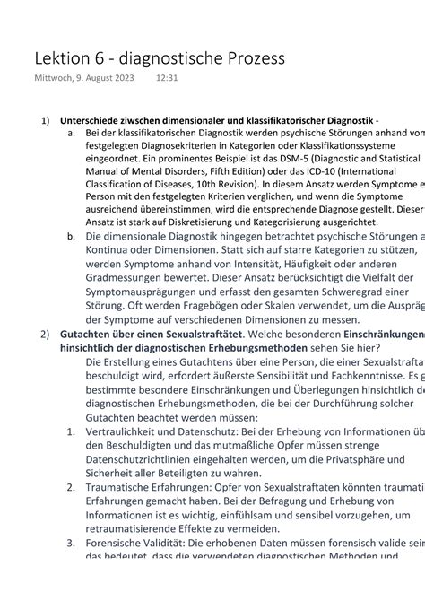 Aufgaben Diagnostische Prozess Unterschiede Ziwschen Dimensionaler