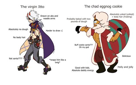 Arataki Itto And Eggnog Cookie Genshin Impact And 1 More Drawn By