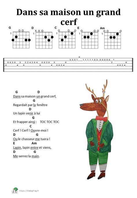 Tablature Guitare Dans Sa Maison Un Grand Cerf Artofit