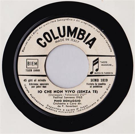 Pino Donaggio Io Che Non Vivo Senza Te 1965 Vinyl Discogs