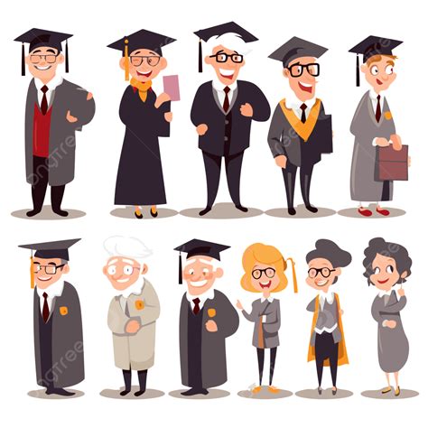 Alumni Clipart Set Karakter Kartun Vektor Alumni Clipart Kartun PNG