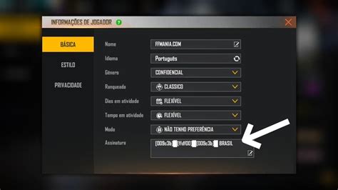 Free Fire FF como colocar código da bandeira do Brasil e outros
