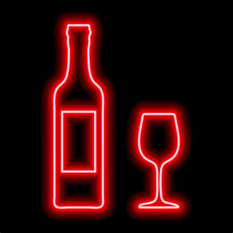 contour au néon rouge d une bouteille de vin avec une étiquette et un