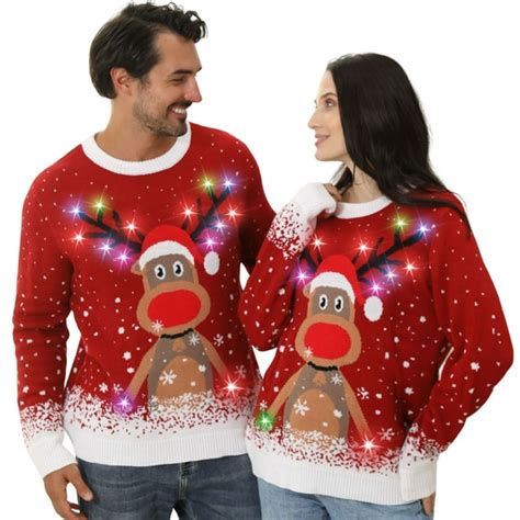 Free Shipping Ugly Christmas Sweater For Women Menlight Up Christmas Sweaterfunny Reindeer