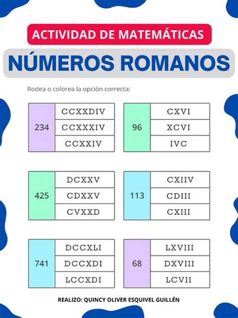 Actividad N Meros Romanos Dr Quinver Udocz