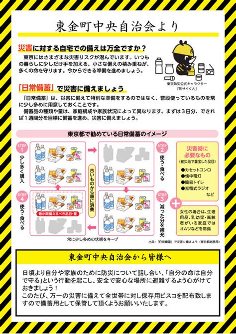 防災啓発チラシ 東金町中央自治会