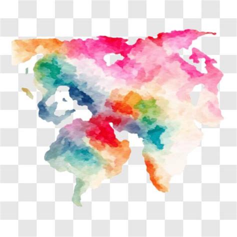 Baixe Mapa múndi em aquarela colorida para fins educacionais PNGs