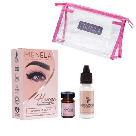 Henna Para Sobrancelhas Menela 2 5g Fixador 15ml Necessaire