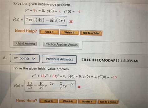 solved solve the given initial value problem y 9y 0