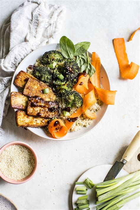 Sesame Tofu Quinoa Bowl The Almond Eater