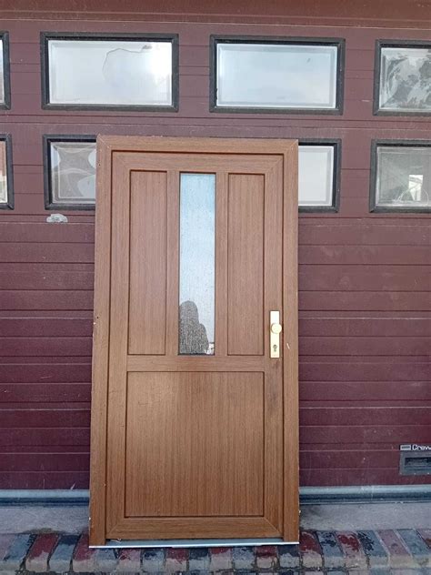 Drzwi zewnętrzne plastikowe 101x200 pcv orzech brązowe DOWÓZ CAŁY KRAJ