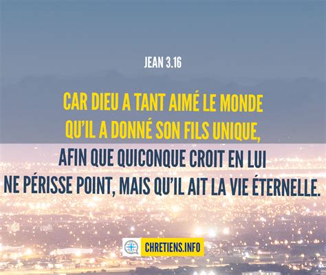 Car Dieu a tant aimé le monde quil a donné son Fils unique afin que