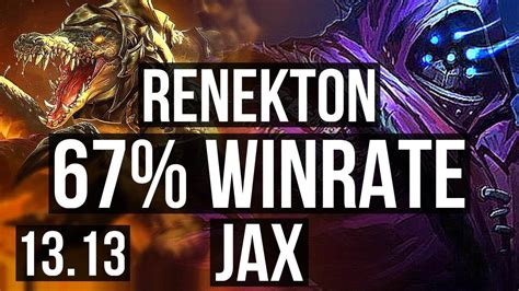 RENEKTON Vs JAX TOP 4 0 2 67 Winrate Rank 14 Renekton KR