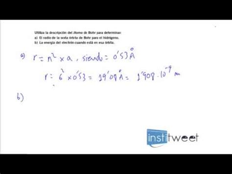 ejercicio resuelto del átomo de Bohr YouTube