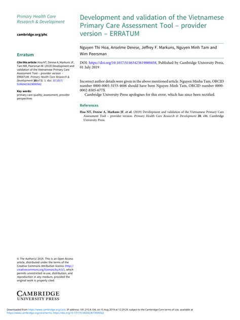 pdf development and validation of the vietnamese primary care assessment tool provider