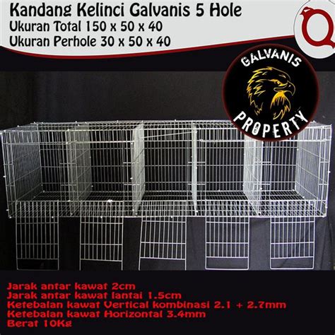 Jual KANDANG KELINCI 5 PINTU BAHAN BESI GALVANIS P200L60T50CM KANDANG