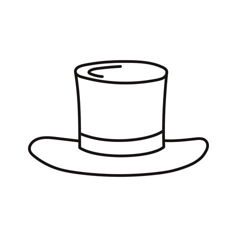 Top Hat Cylinder Cartoon Style Hand Drawn Line Art Vector