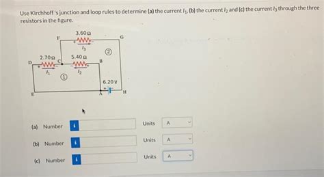 solved use kirchhoff s junction and loop rules to determine