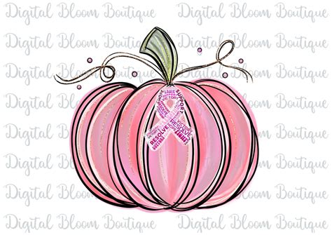 Pink Pumpkin PNG In October We Wear Pink Watercolor Etsy