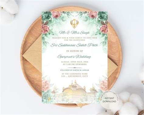 Sukhmani Sahib Path Invitation Card Sikh Wedding Sukhmani Sahib Invite