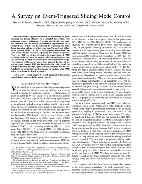 pdf a survey on event triggered sliding mode control