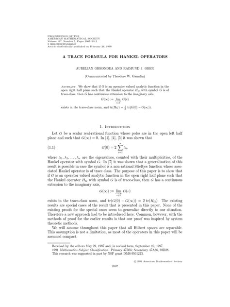 a trace formula for hankel operators pdf hilbert space function mathematics