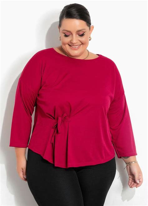 Blusa P Rpura Amarra O Na Frente Plus Size Marguerite