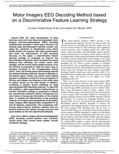 pdf motor imagery eeg decoding method based on a discriminative feature learning strategy