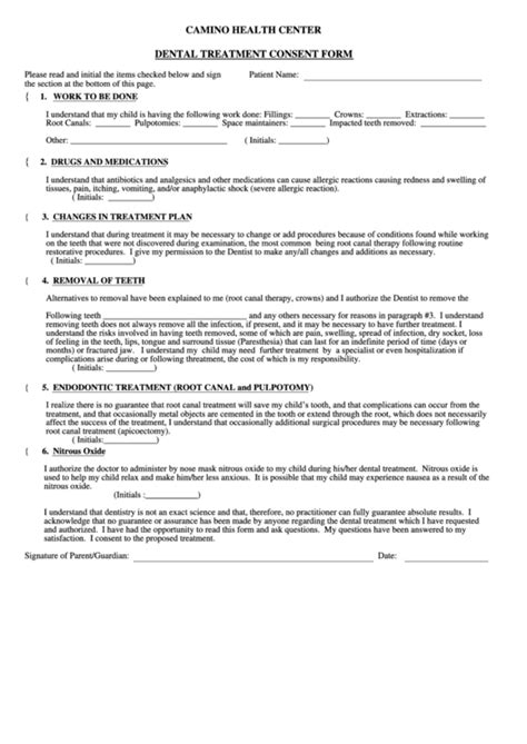 Printable Dental Consent Forms Pdf Printable Forms Free Online