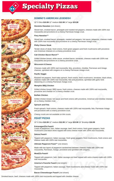 Domino S Printable Menu With Prices