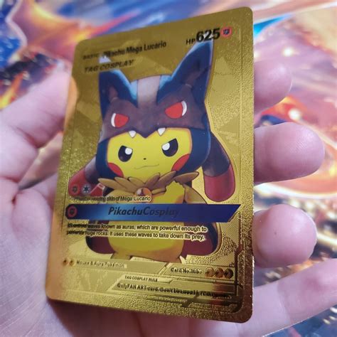 Mavin Pokemon Pikachu Mega Lucario Tag Cosplay Gold Foil Custom Card