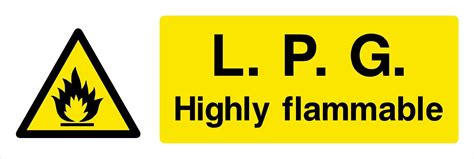 LPG Highly Flammable Safety Sign Safety Signs Yellow Sign Text