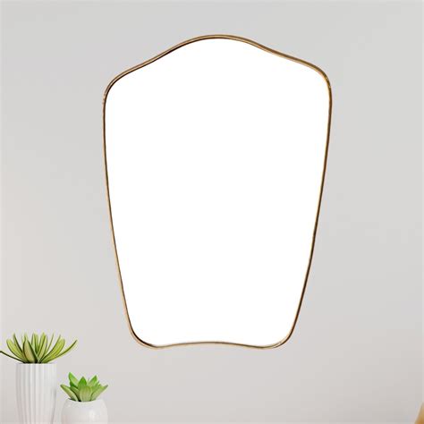 Miroir en laiton antique incurvé italien Miroir irrégulier papillon