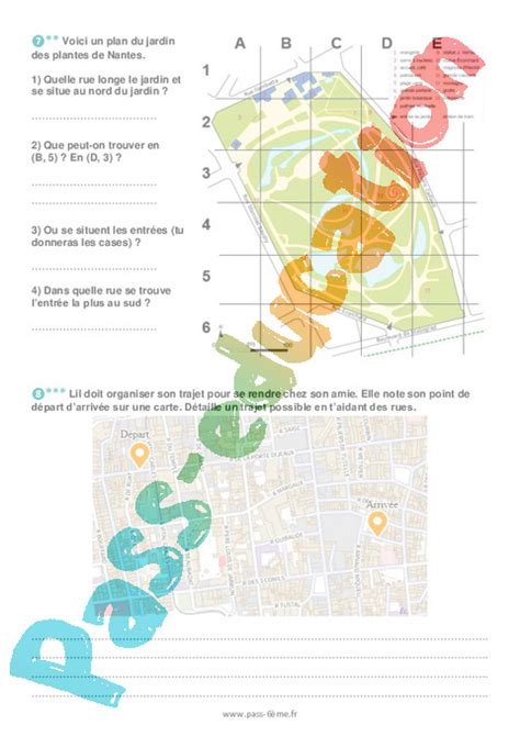 Se repérer se déplacer sur un plan ou sur une carte Exercices de