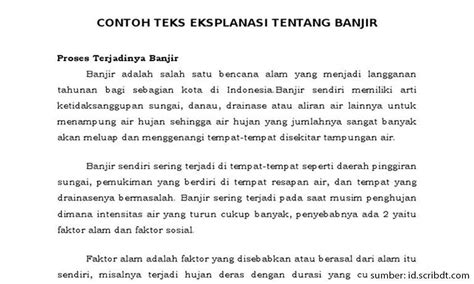 Contoh Teks Eksplanasi Banjir Singkat Dan Strukturnya