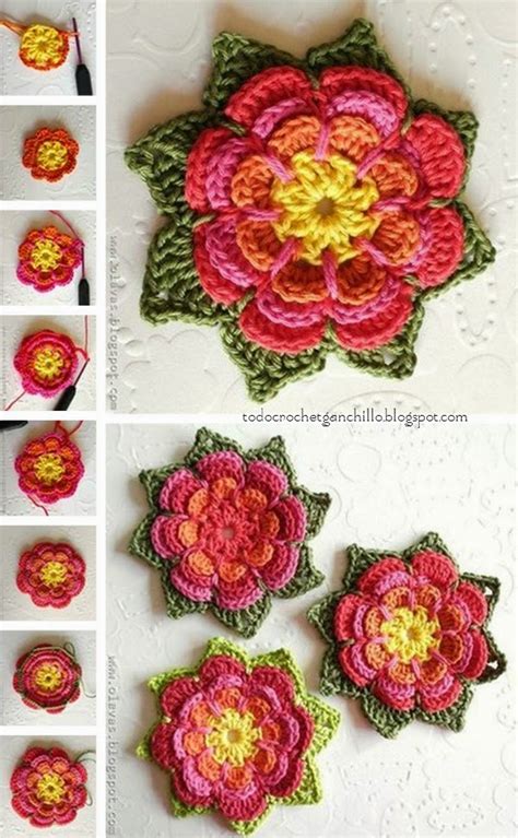 Cómo tejer al crochet una flor en capas paso a paso Todo crochet