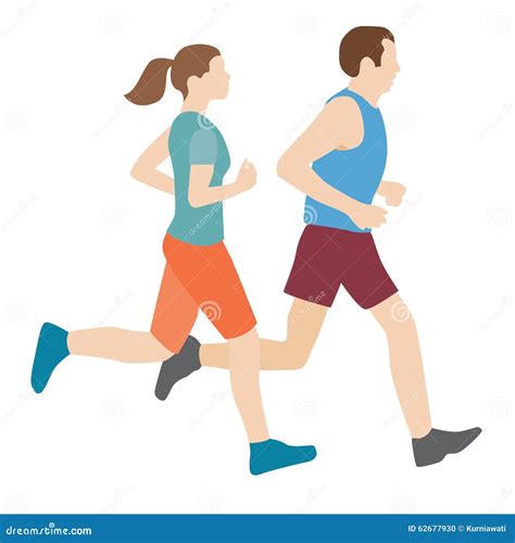 Man And Woman Running Stock Vector Illustration Of Exercise 62677930