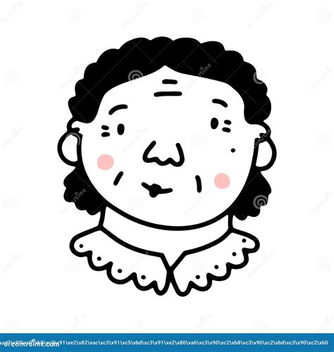 Doodle ältere Frau Gesicht Handgezogene Großmutter Vektor Abbildung