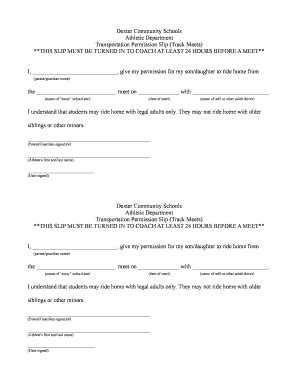 18 Printable Transportation Permission Slip Template Forms Fillable