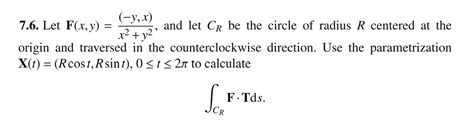 solved y x 7 6 let f x y and let cr be the circle