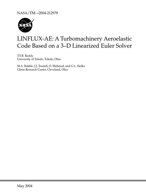 linflux ae a turbomachinery aeroelastic code based on a 3 d linearized euler solver pdf