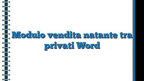 Modulo Vendita Natante Tra Privati Word