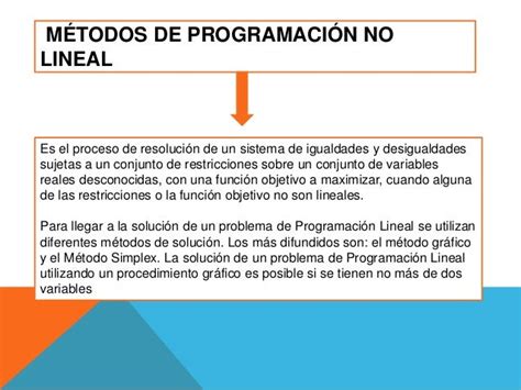 metodos de programacion no lineal