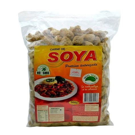 Carne de soya en trozos proteína texturizada HOJA VERDE 500g