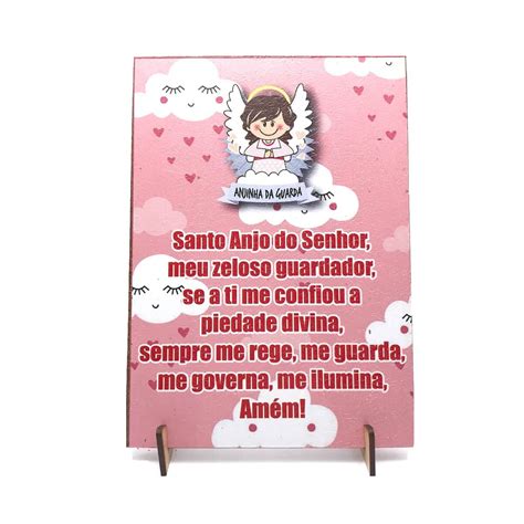 Quadro de Mesa Oração Santo Anjo do Senhor Menina
