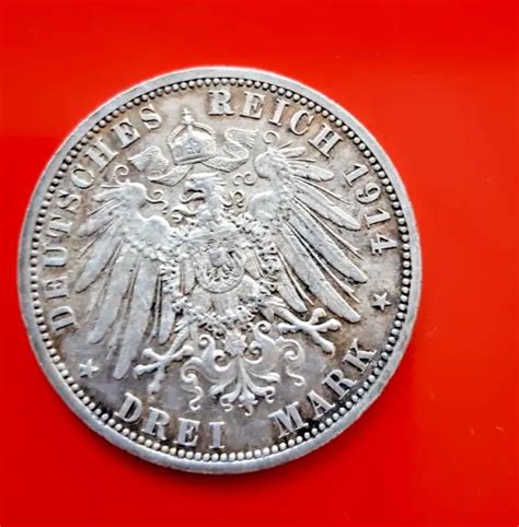 MÜNZE 3 MARK 1914 Deutsches Kaiserreich Preußen Kaiser Wilhelm II EUR