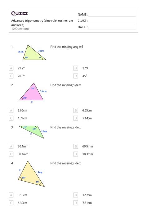 50 Trigonometry Worksheets For 11th Year On Quizizz Free Printable